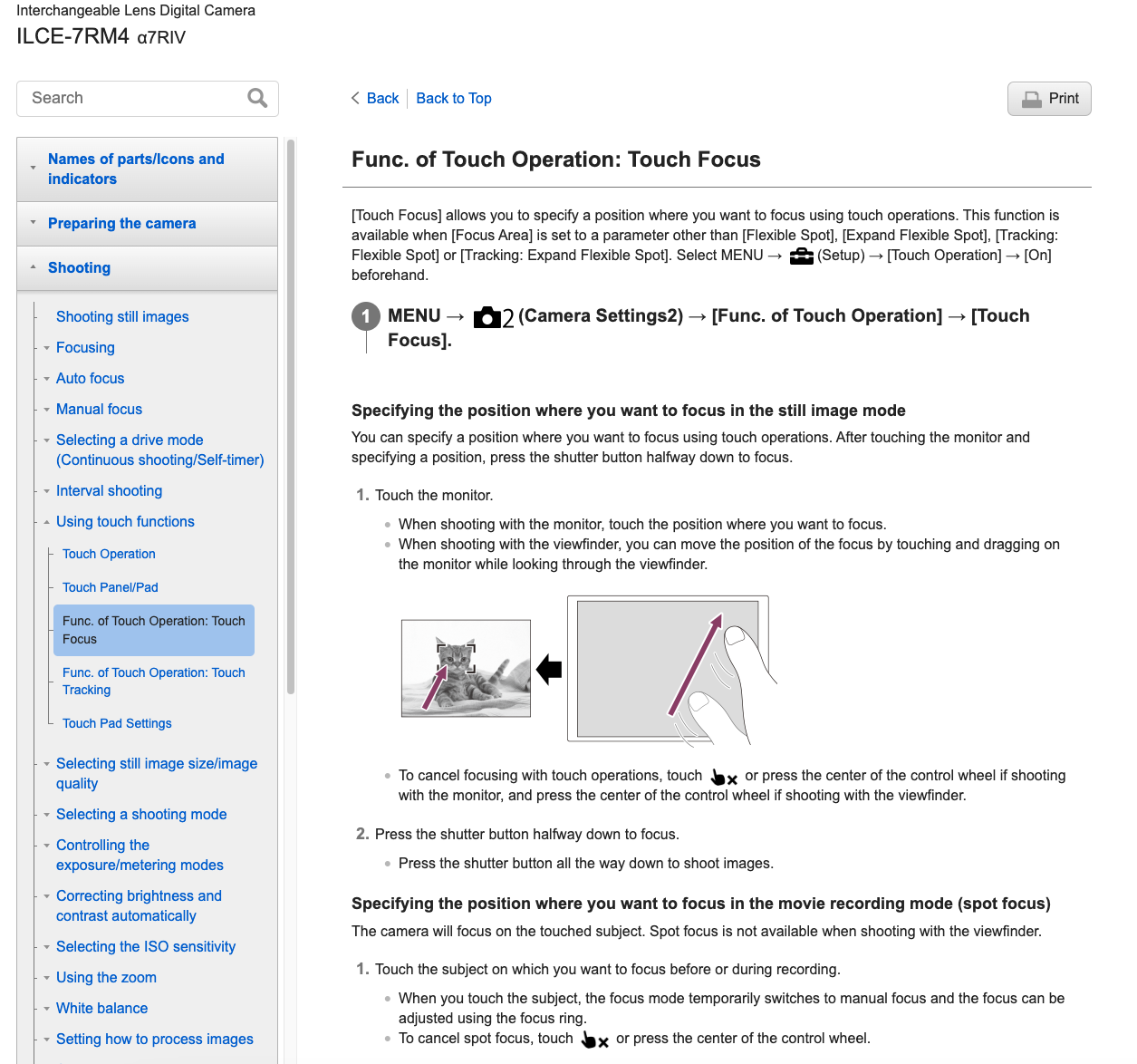 Sony A7R4a touch focus stopped working (But focus tracking works ...