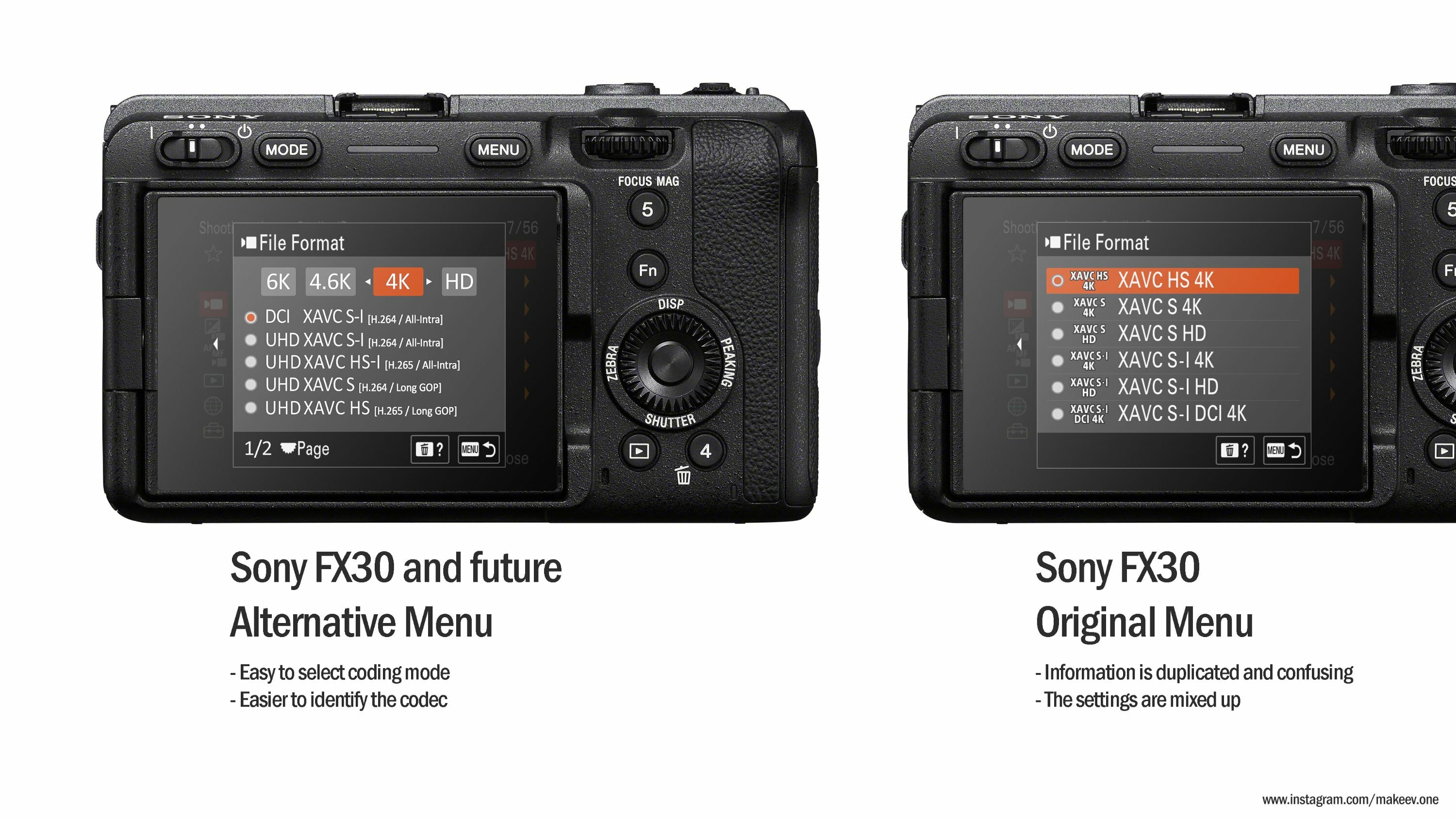 Sony FX 3/30 Alternative Menu in File Format and other - General ...